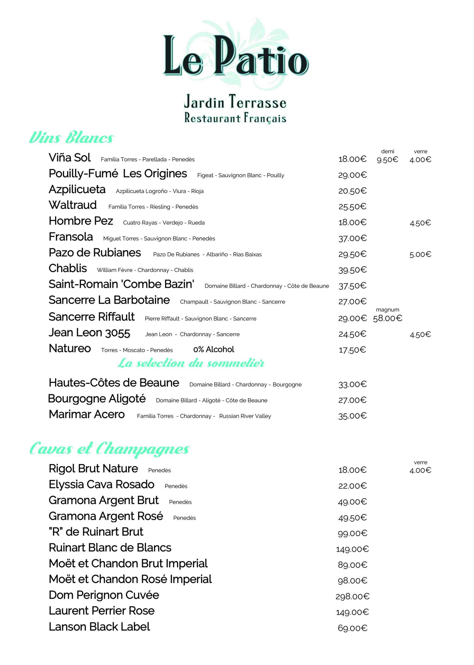 PATIO ENG Menu – Parrots Group Sitges